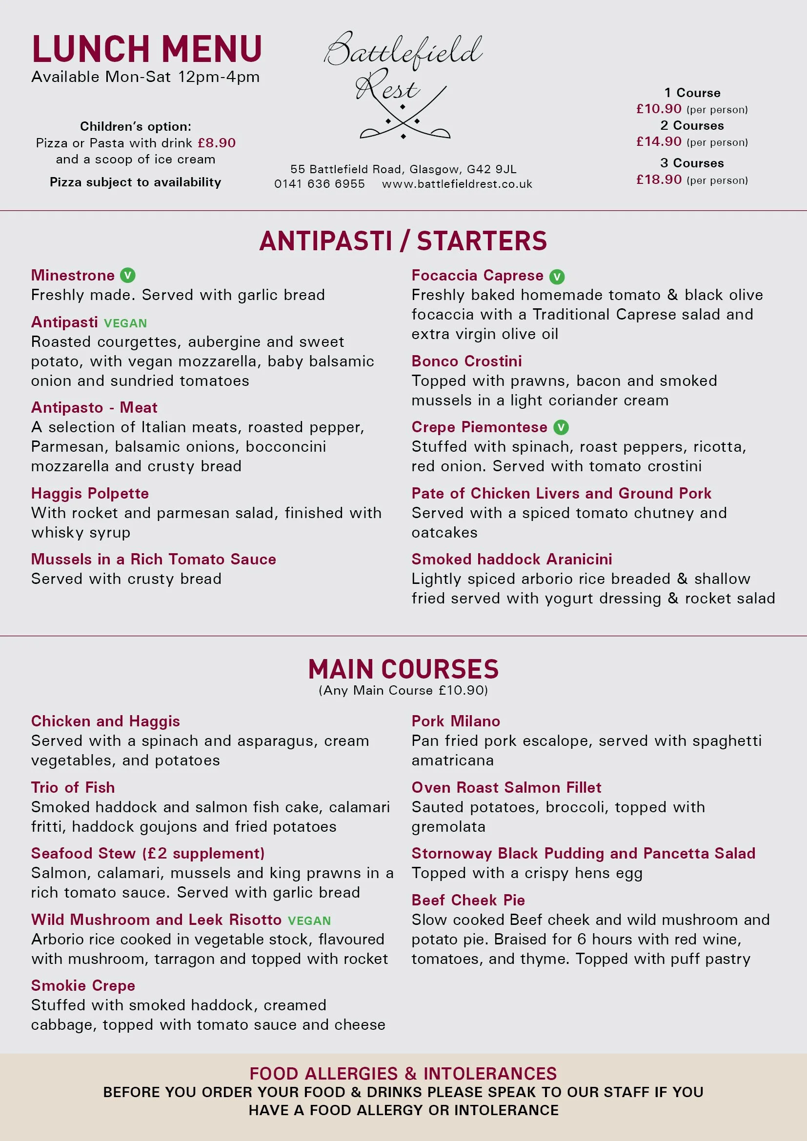 Menu — Battlefield Rest