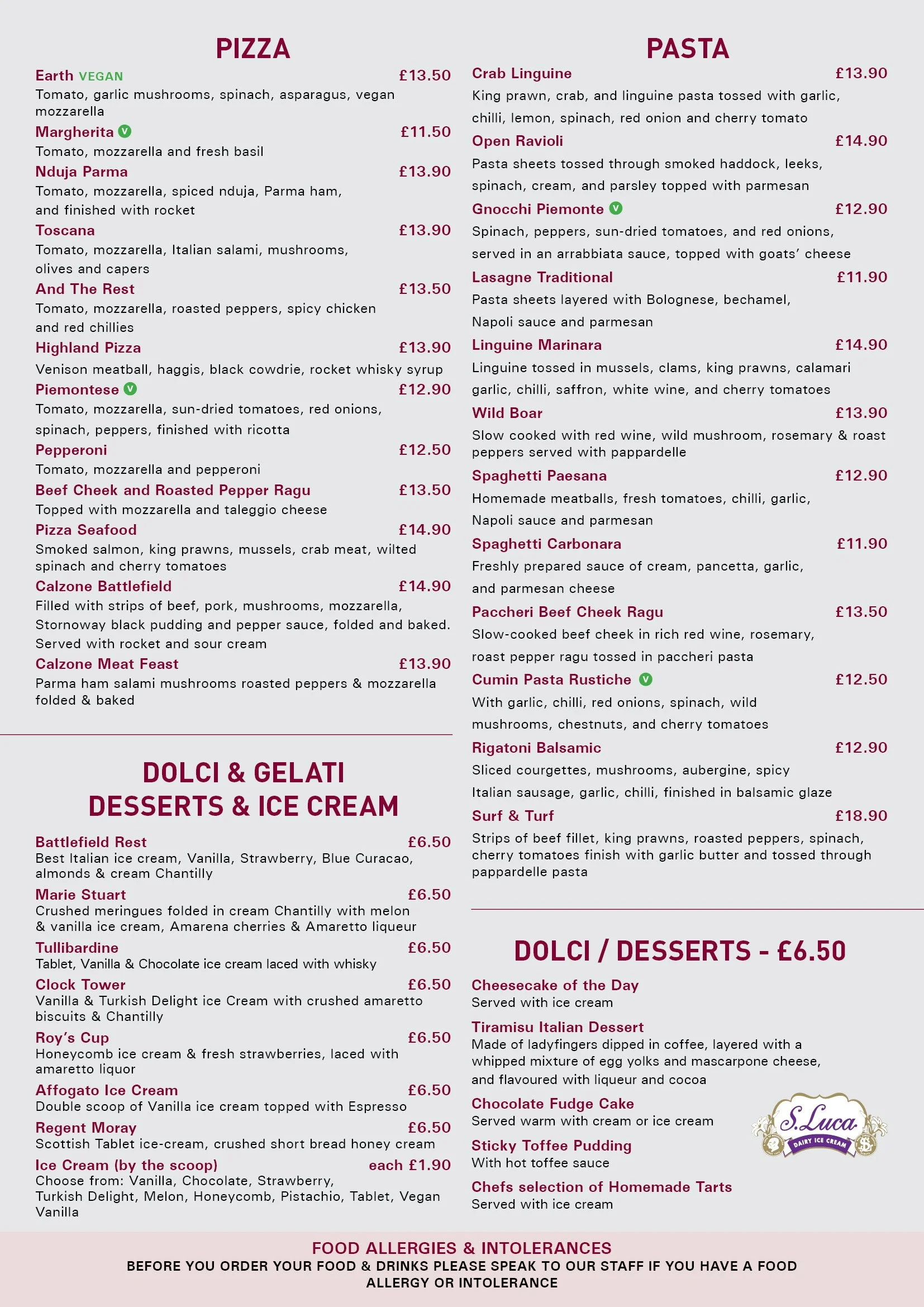 Menu — Battlefield Rest