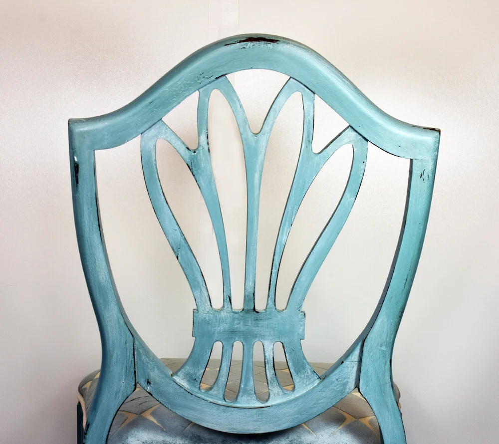 Blue Distressed Wheat Back Chair — What's Next Furniture