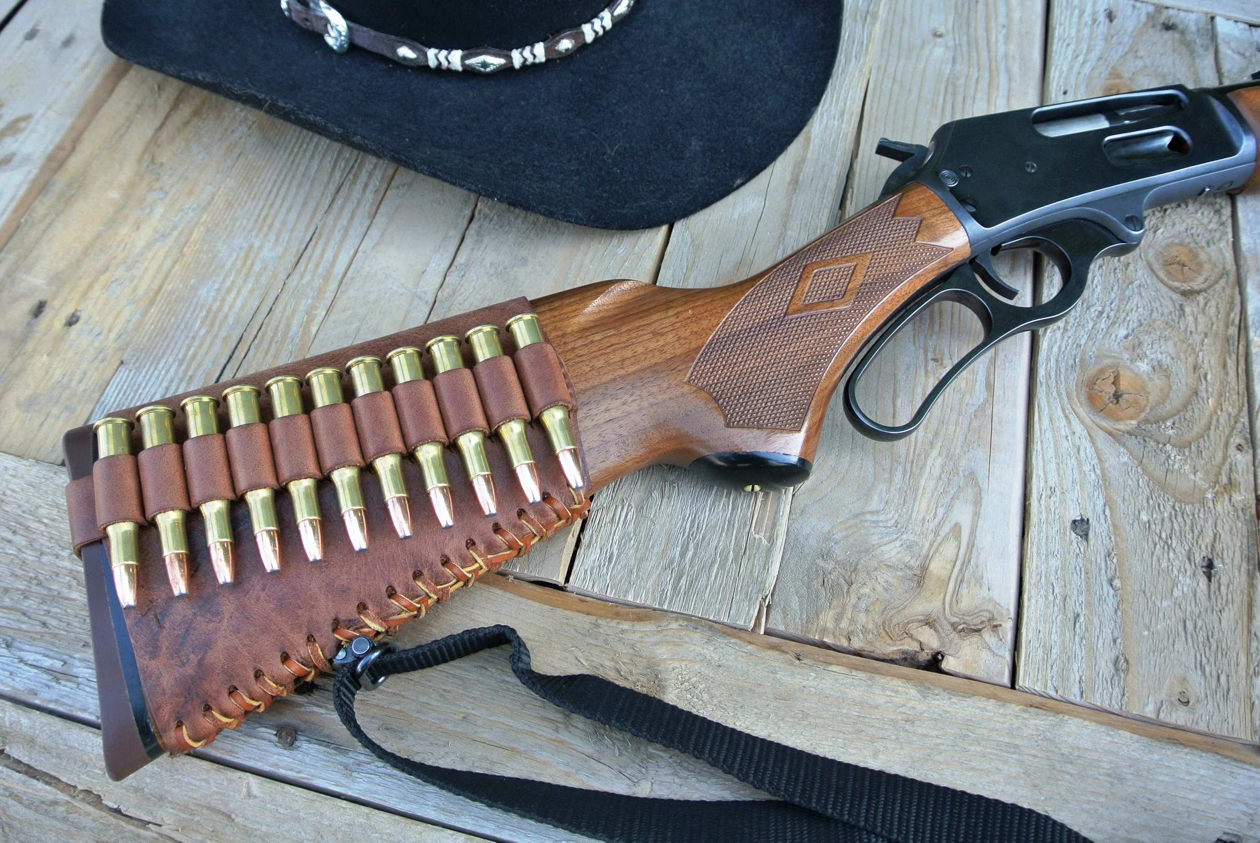 Shotgun Stock Shell Holder Leather