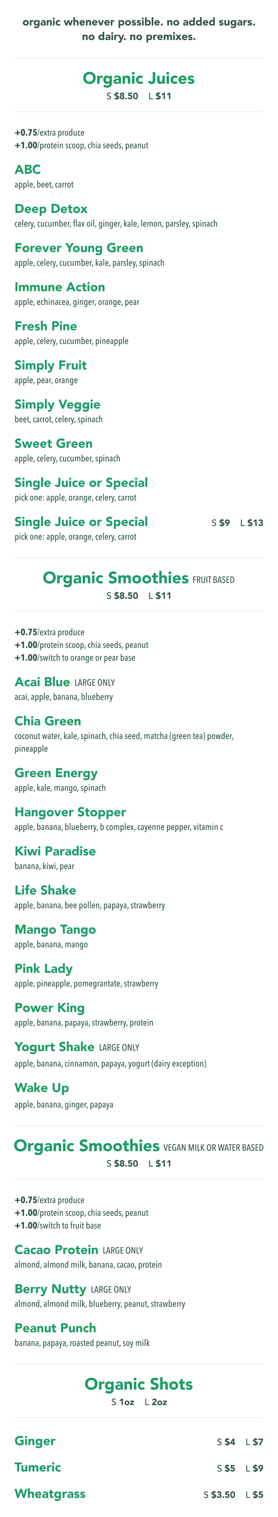 Menu — Nice N Natural - The Health Food Store That Cares