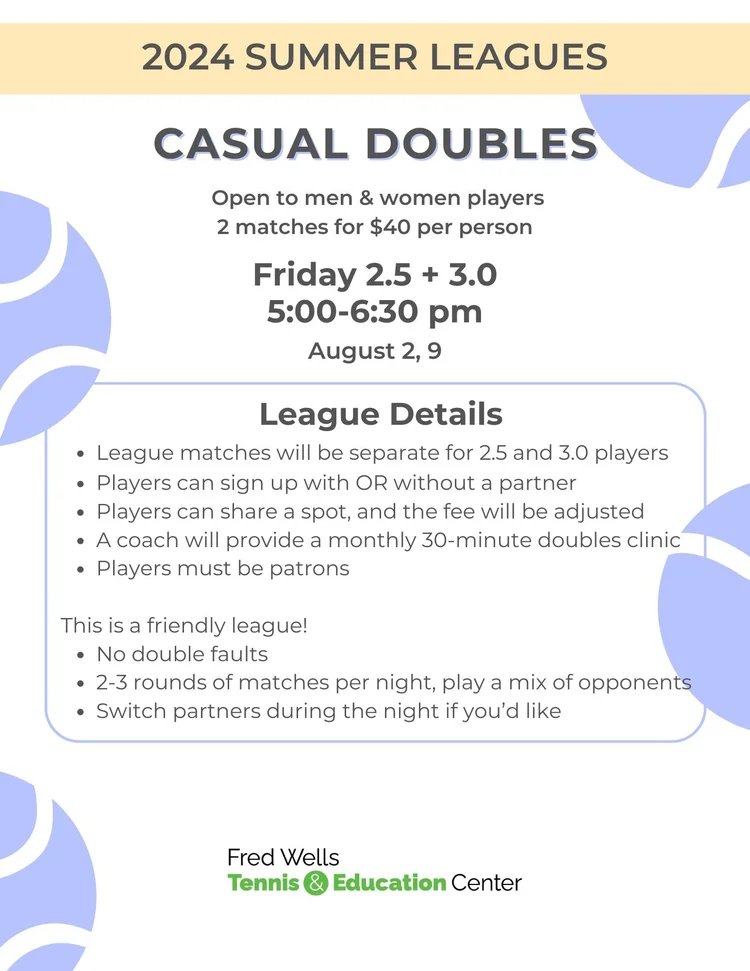 In-house Leagues — Fred Wells Tennis & Education Center
