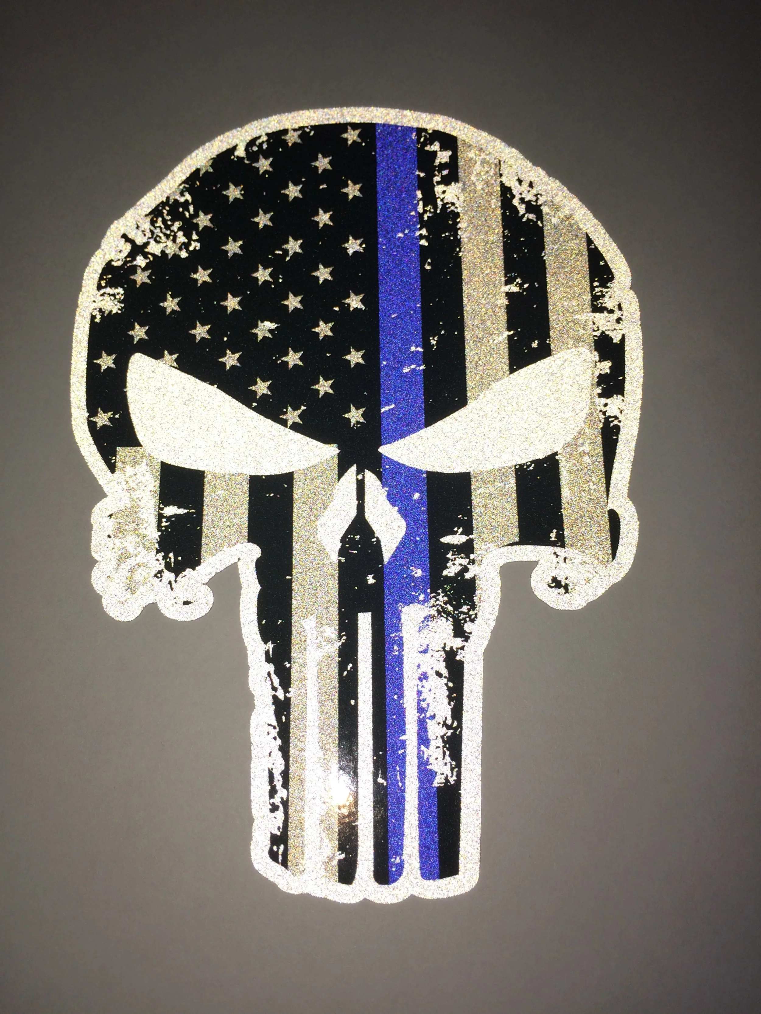 Tattered 5x4 Inch Subdued Us Flag Punisher Skull Reflective Decal with ...