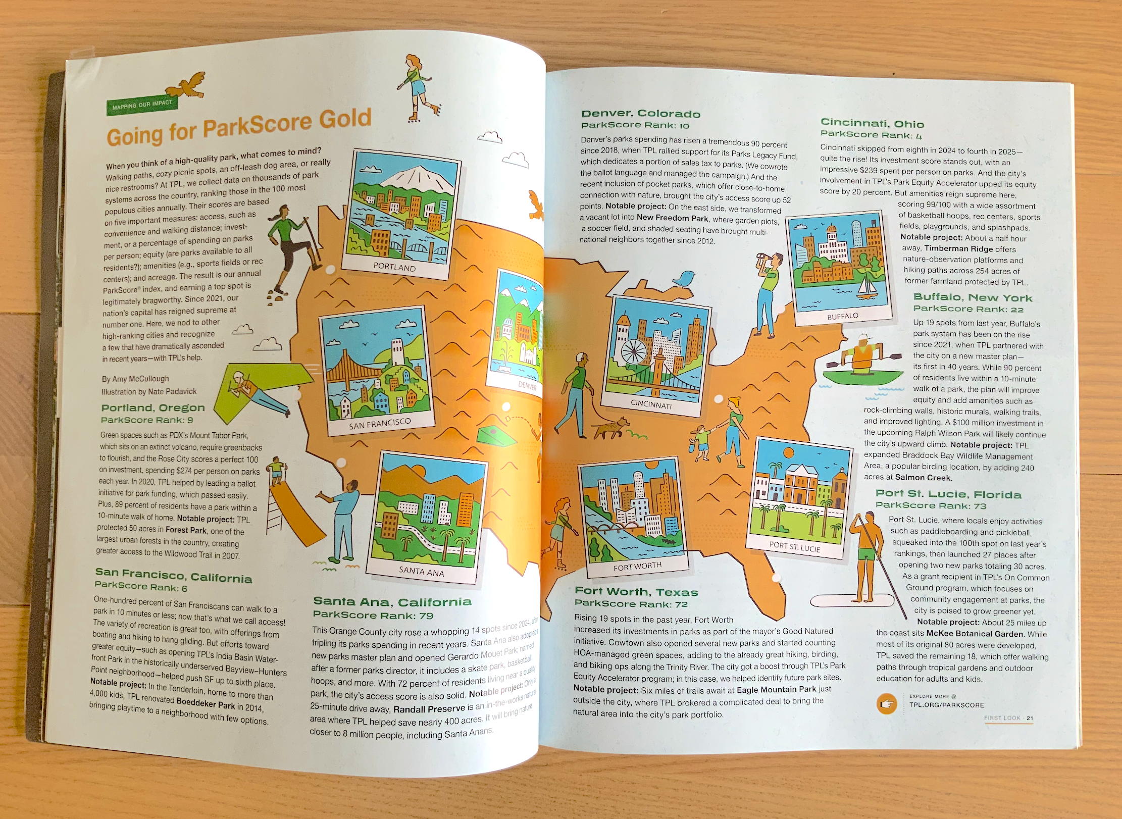 Illustrated Map of Park-Friendly Cities in the US by Nate Padavick ...