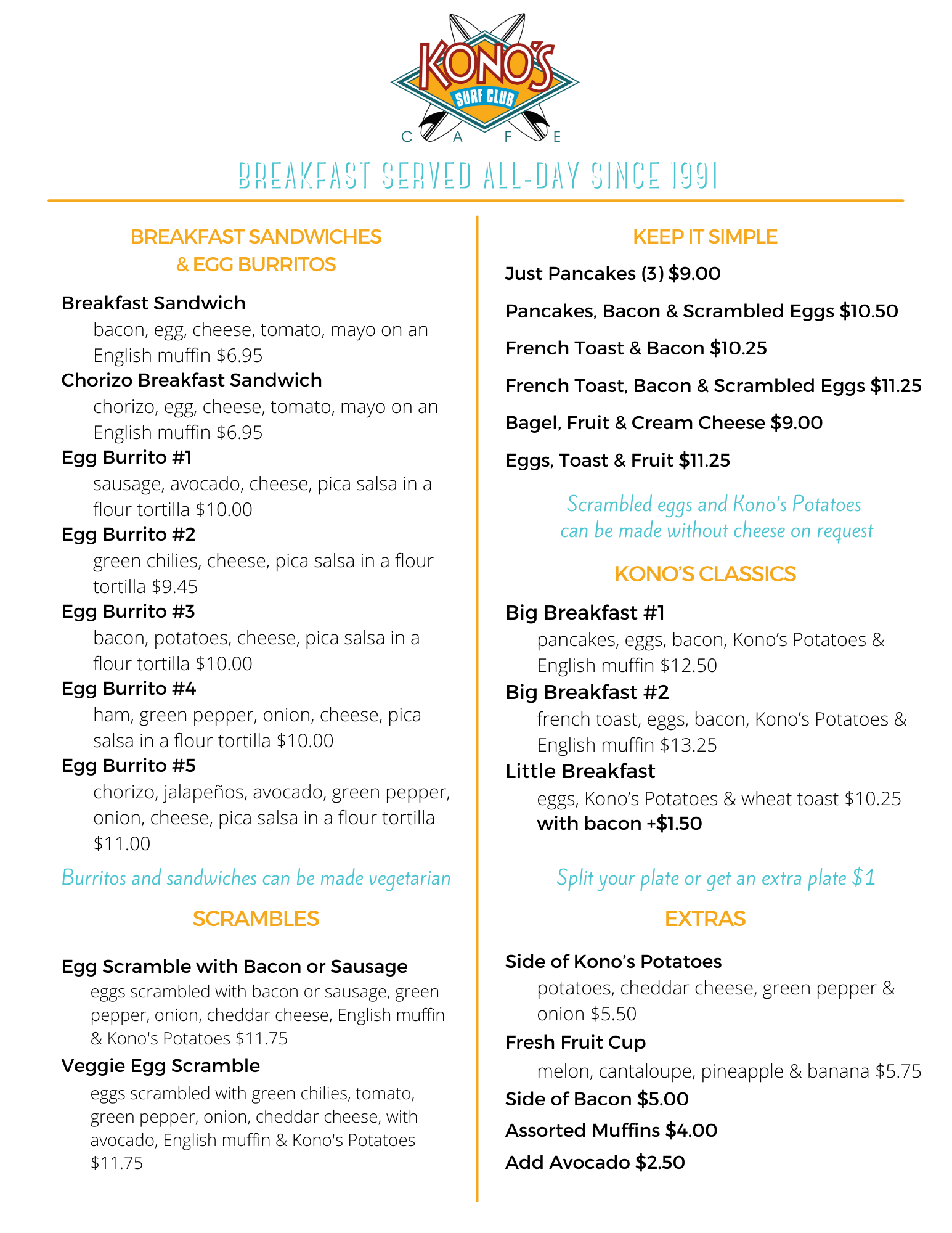 Kono's Cafe — KONO'S CAFE