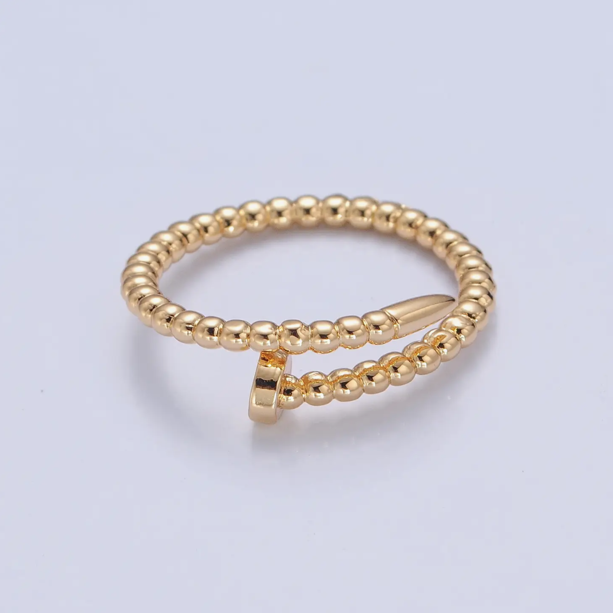 St. Joseph Minimalist Plain Gold Bended Nail Ring — theYoungCatholicWoman