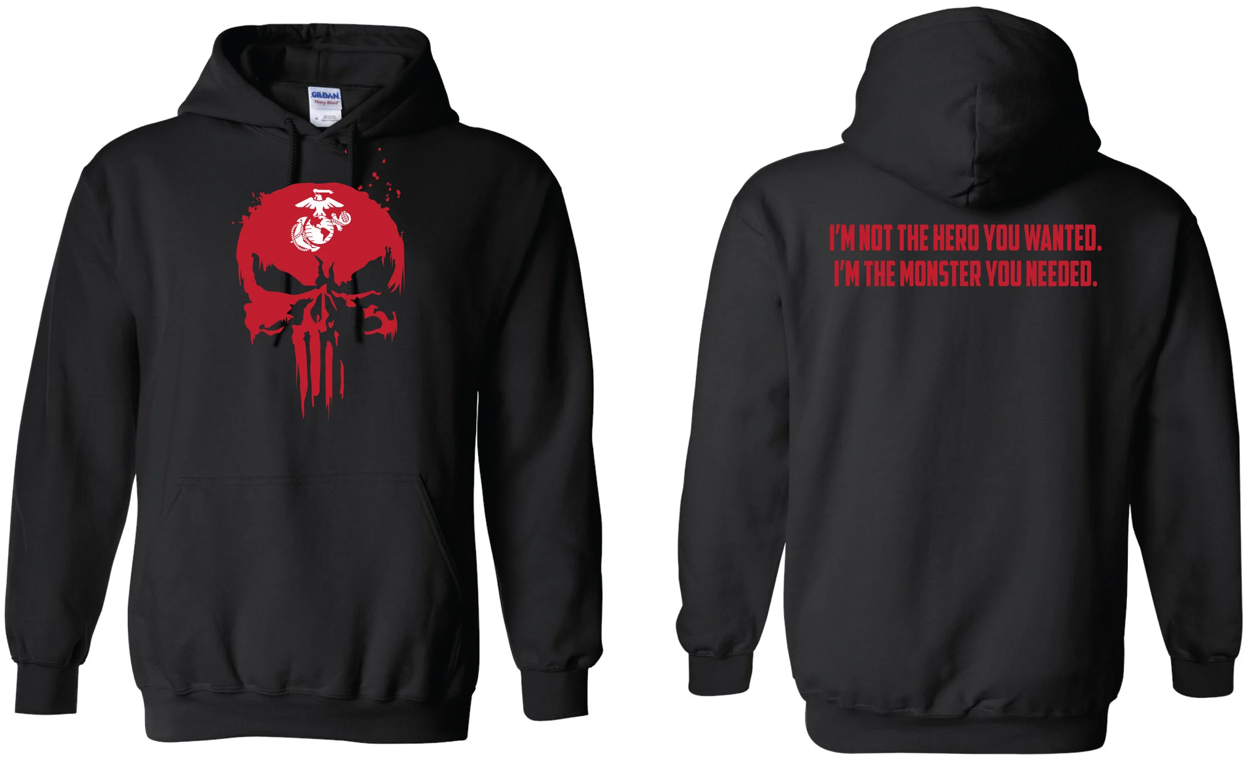 USMC Monster Black Hoodie — West Pac Designs