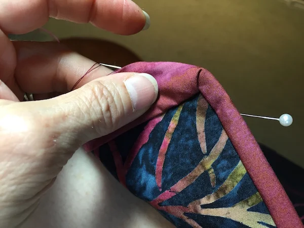 Bindings, Part 3: Hand stitching Mitered Corners — Eye of the Beholder