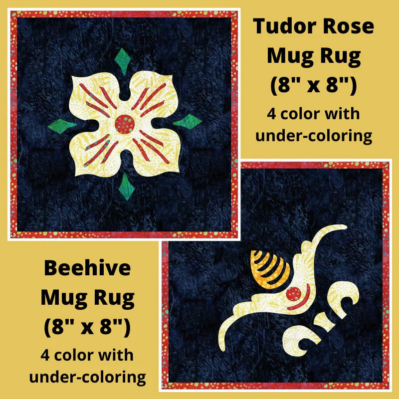 Beehive and Tudor Rose Mug Rugs — Eye of the Beholder