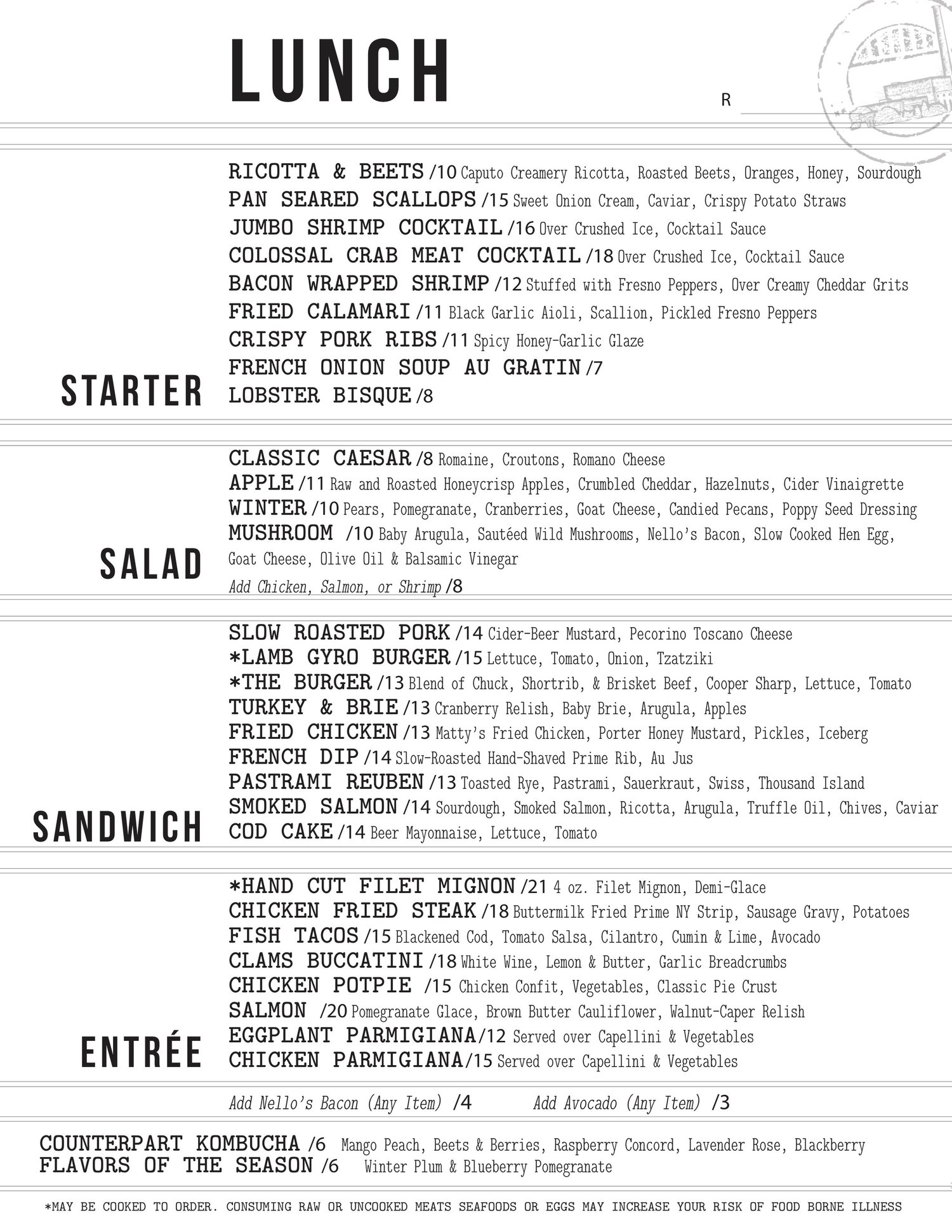 Winter Lunch Menu — Powerhouse Eatery