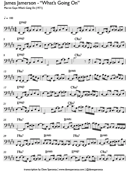 Bass Transcription: James Jamerson on "What's Going On" — Dave Speranza
