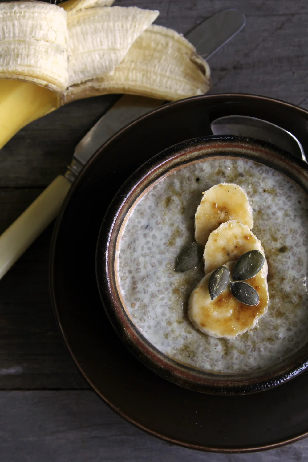 Chia pudding w/ "lazy" pumpkin seed milk — kelly gibney