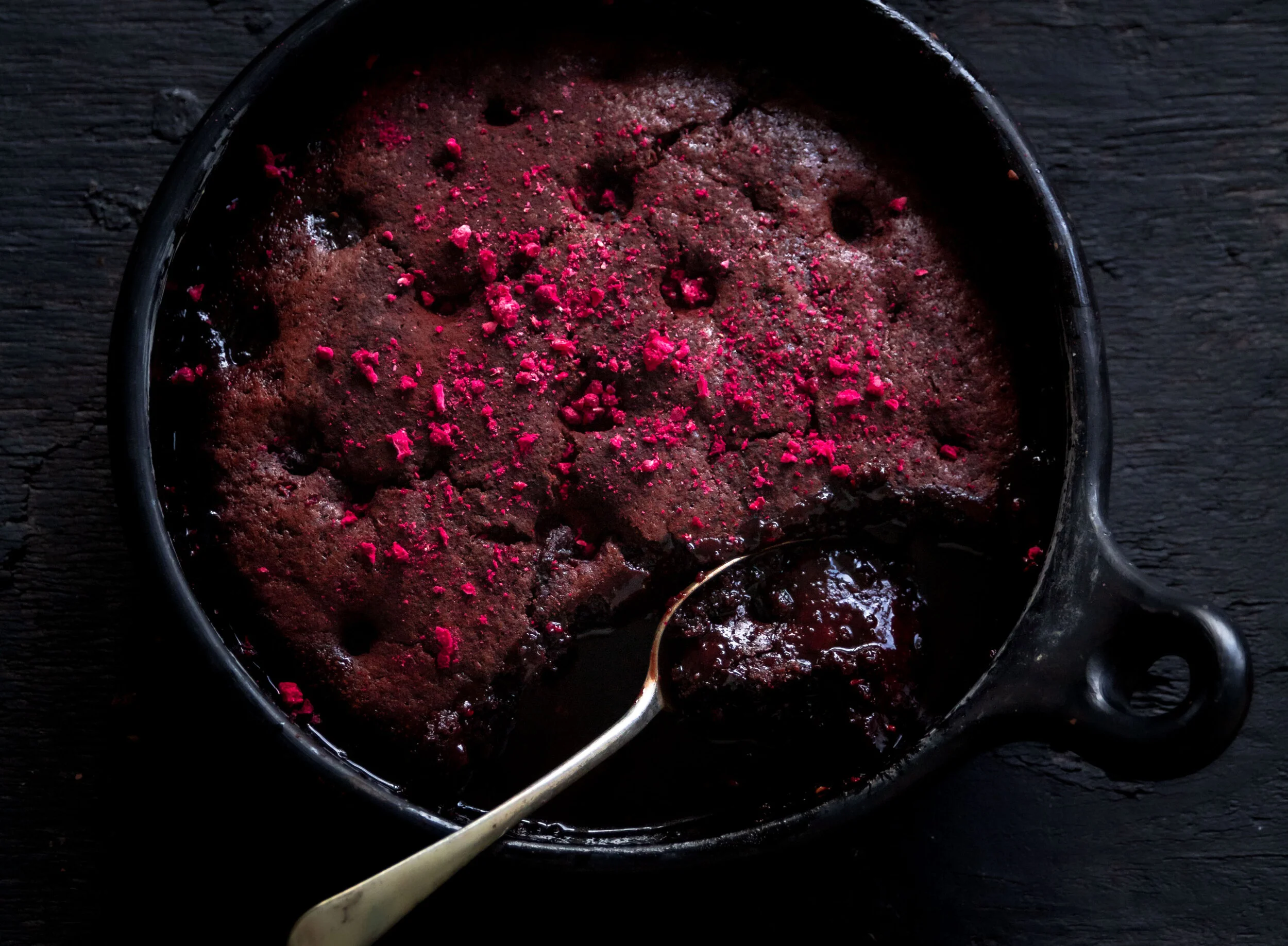 Chocolate and raspberry self saucing pudding — kelly gibney