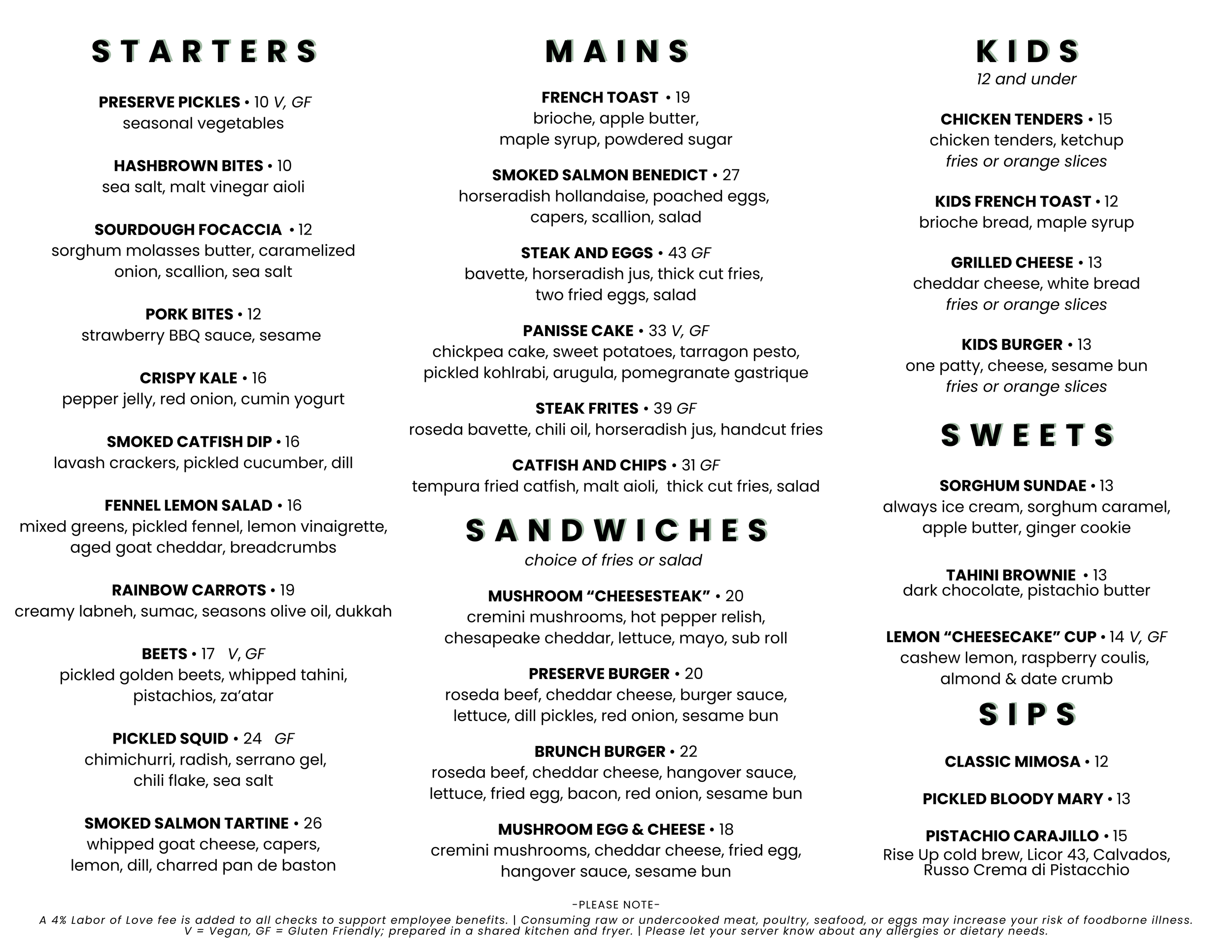 Menus — Preserve