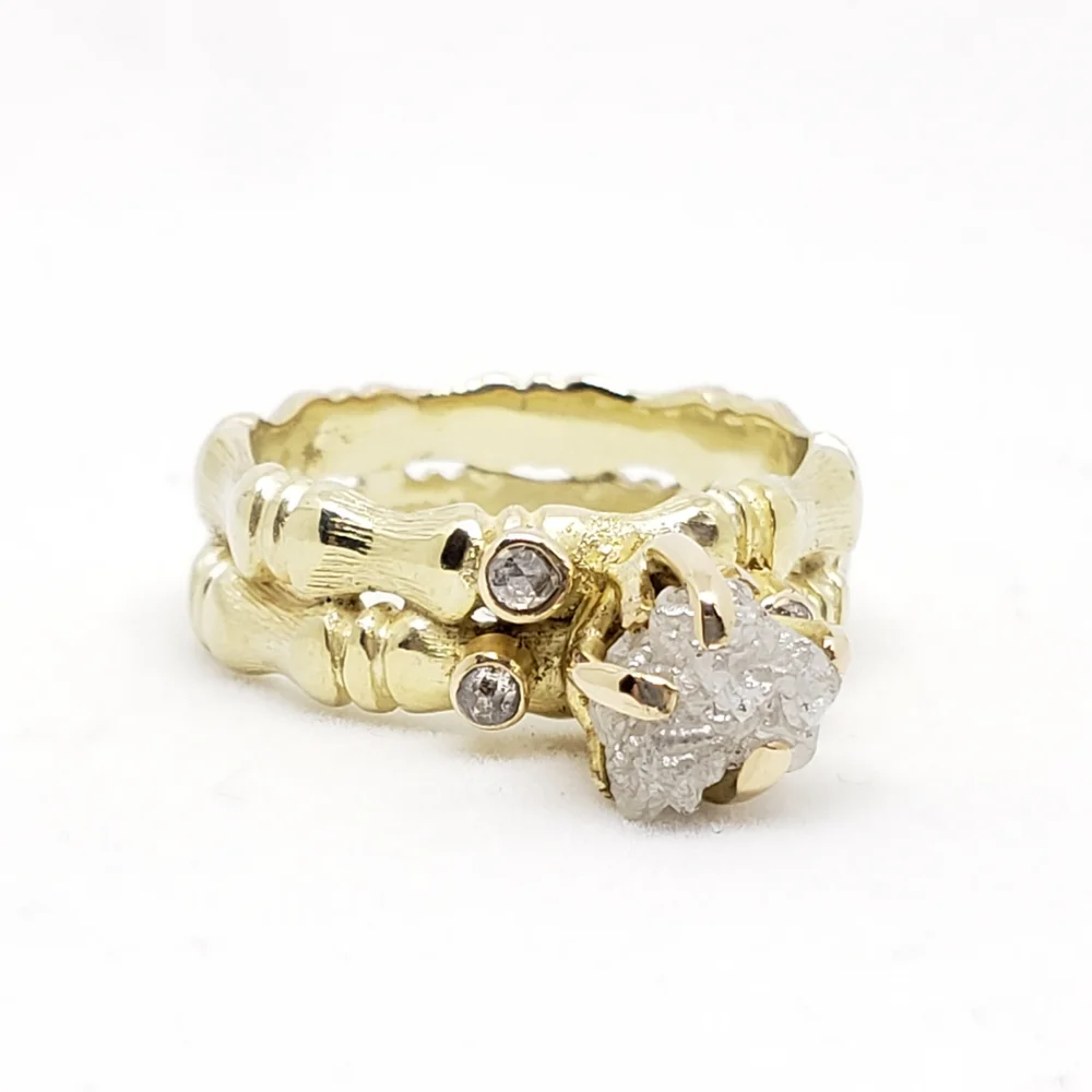 Rough Cut Diamond Wedding Ring