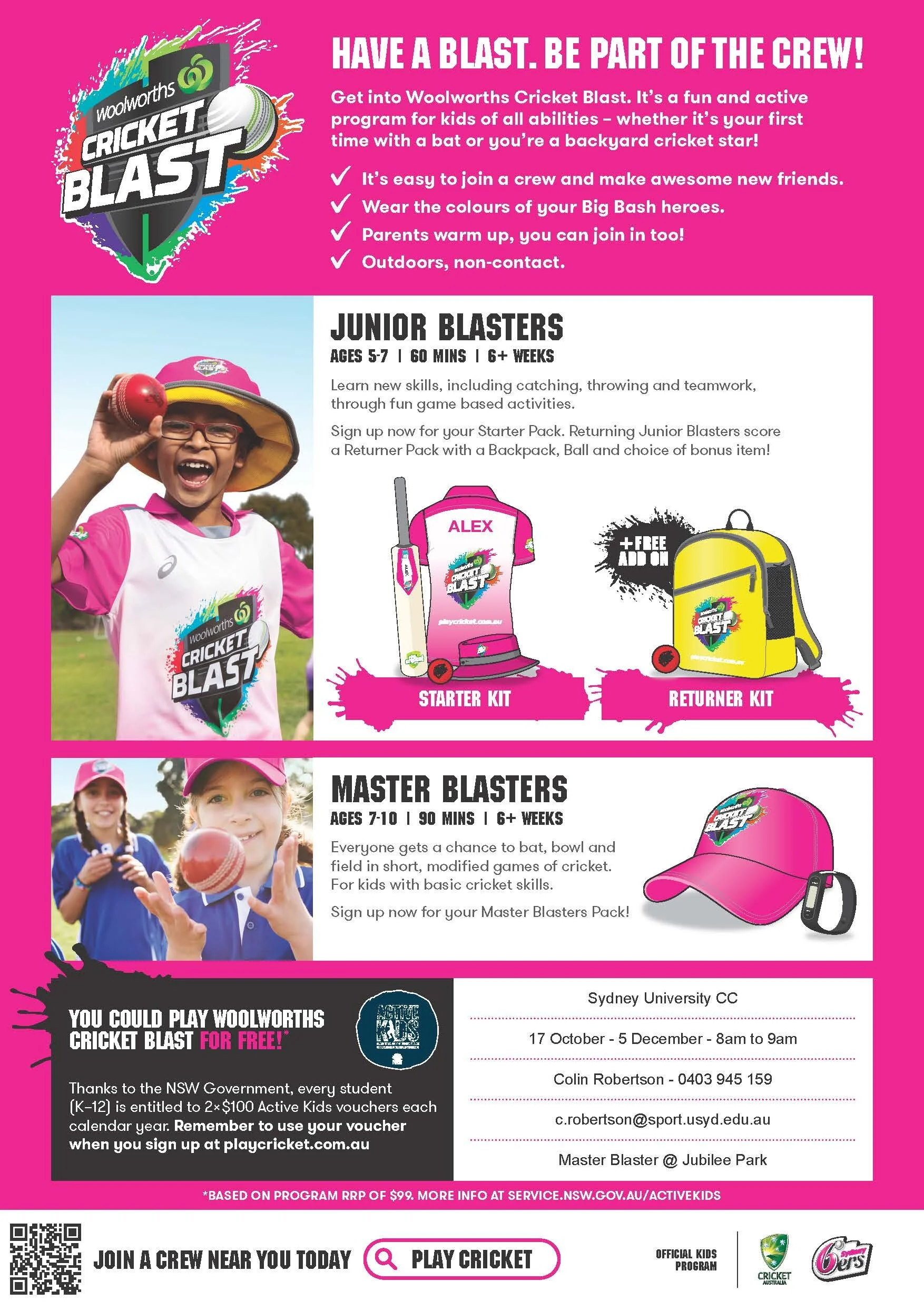 Woolworths Cricket Blast Program — Sydney Uni Cricket