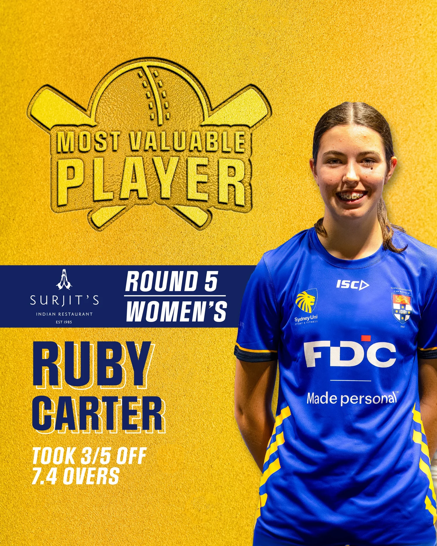 Round 6 MVP's - Lewis Ansell & Ruby Carter — Sydney Uni Cricket