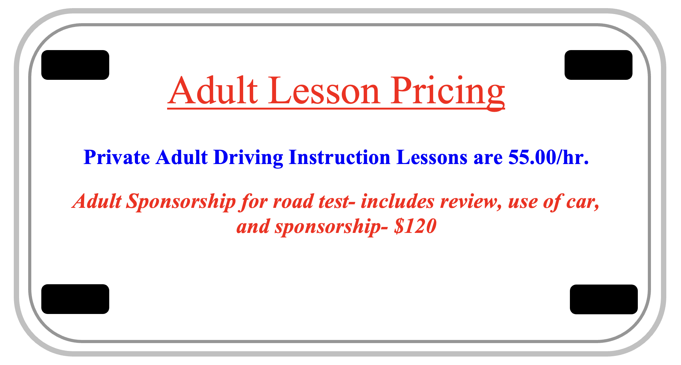 Adult Lessons — Karen's School of Driving