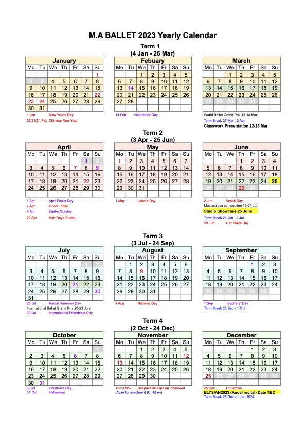 Schedule 2024 — M.A BALLET