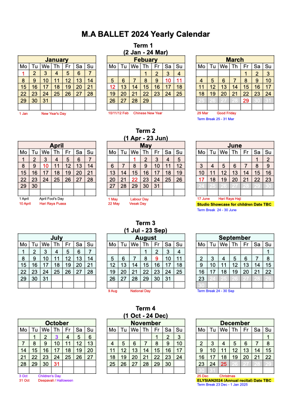 Schedule 2024 — M.A BALLET