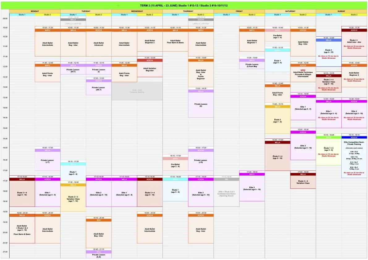 Schedule 2024 — M.A BALLET