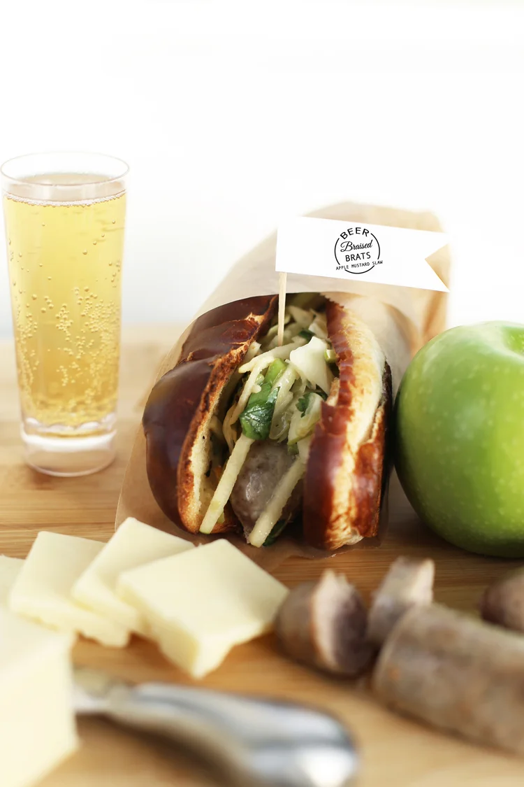 Beer Braised Brats with Apple Mustard Slaw And Free Printables — Kristi ...