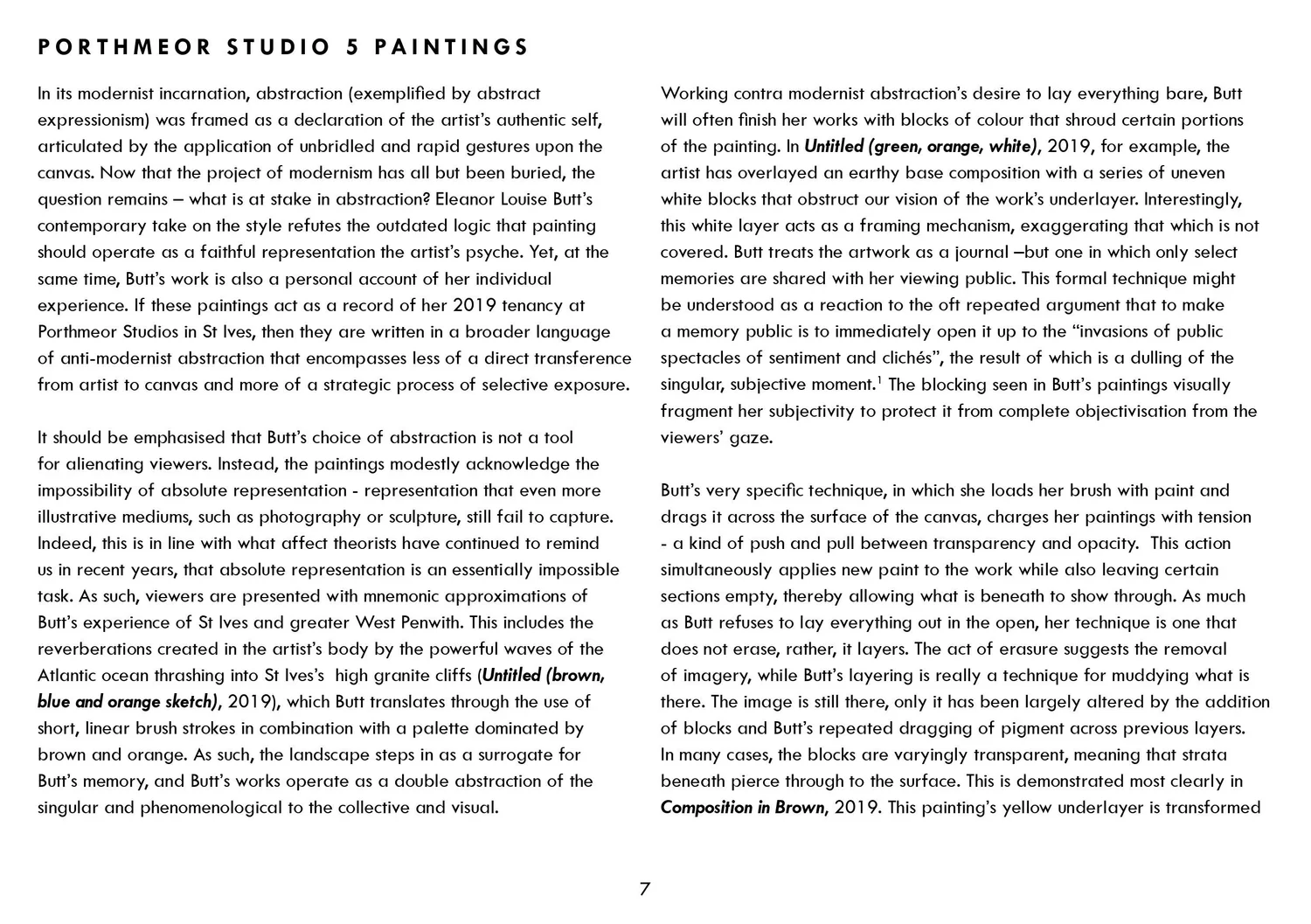 2020 | Exhibition catalogue, 'Porthmeor Studio 5 Paintings’, Nicholas ...