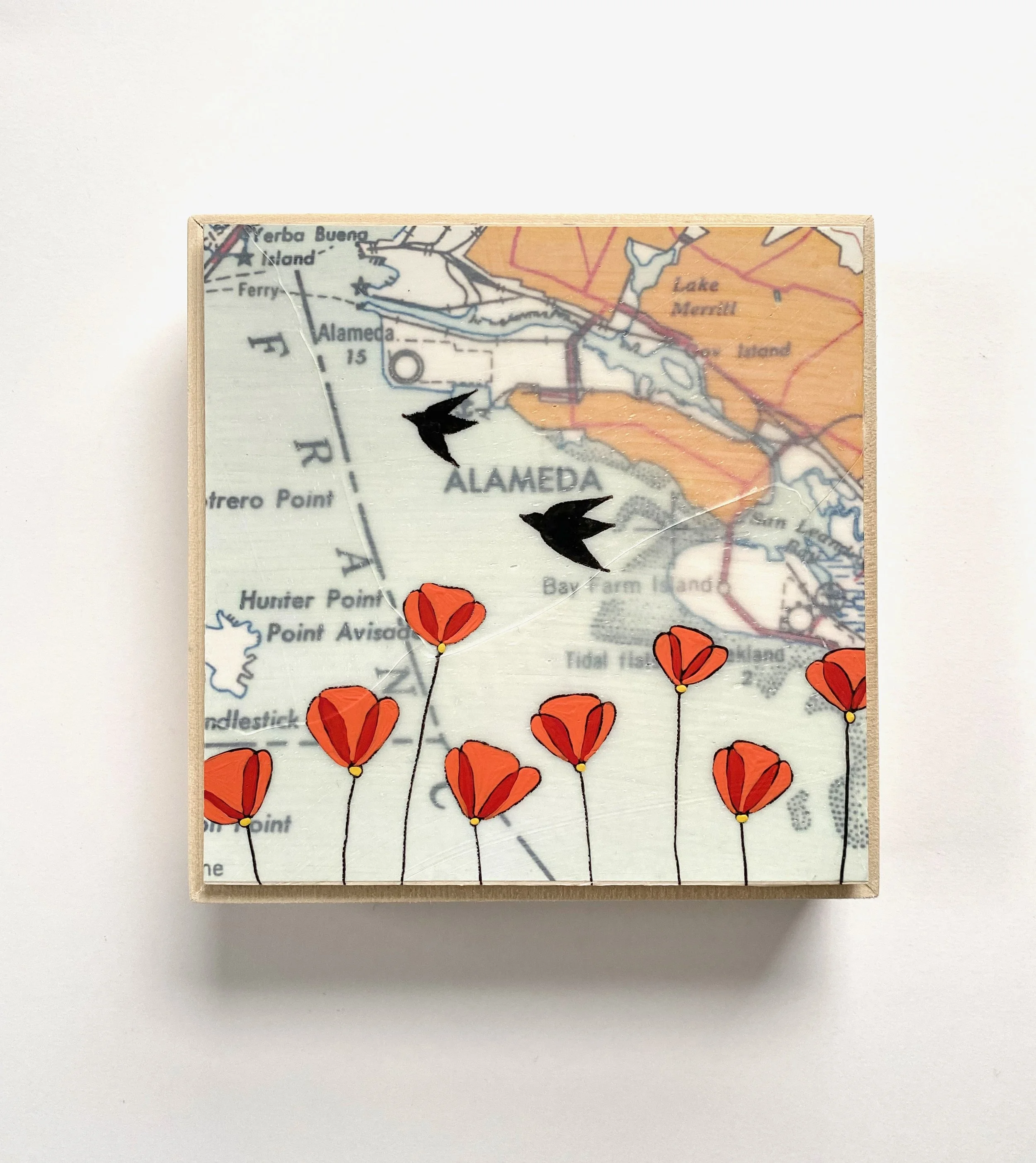 6x6 Art on Wood by Rachel Austin Los Angeles Map Painting with ...
