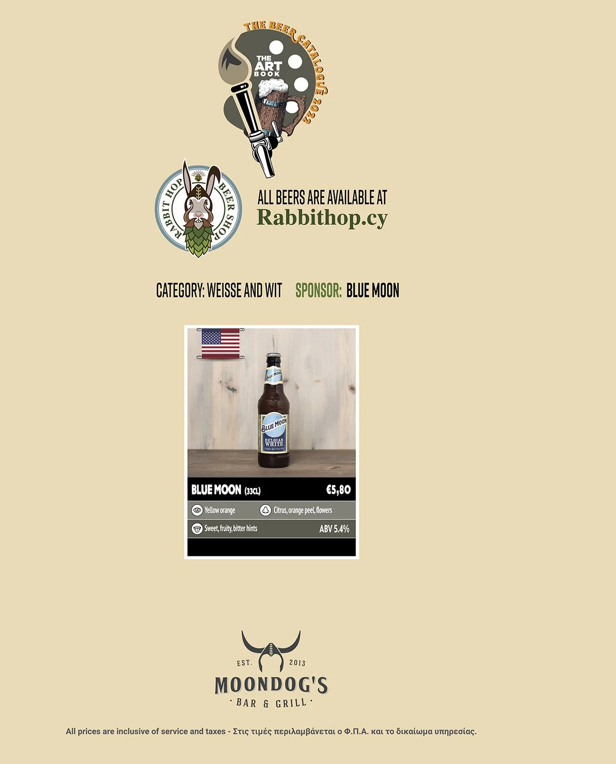 Beer Menu — Moondog's Bar & Grill