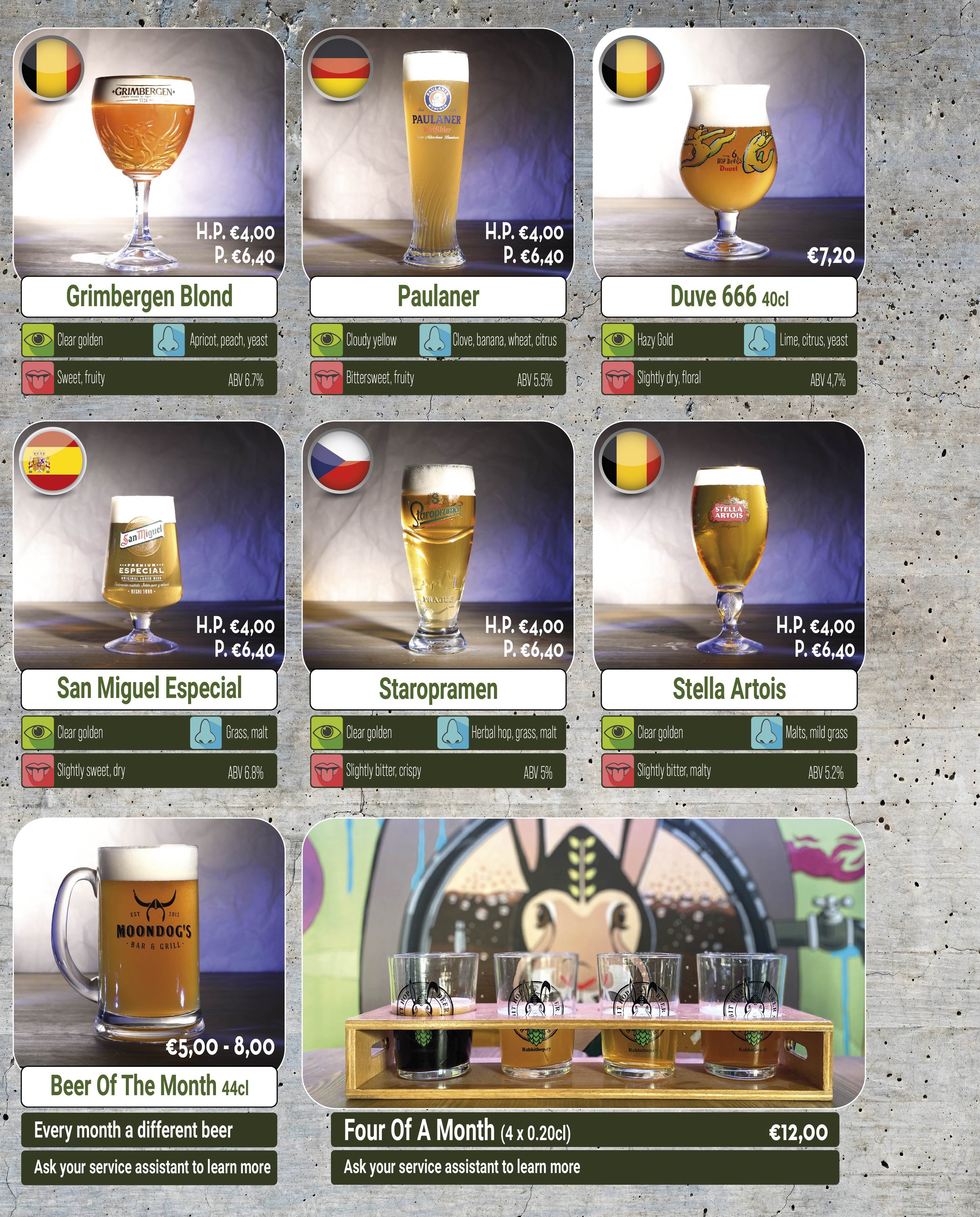 Beer Menu — Moondog's Bar & Grill