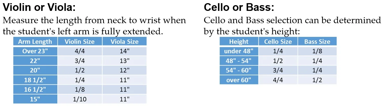 String Instrument Size Guide — Zeswitz Music