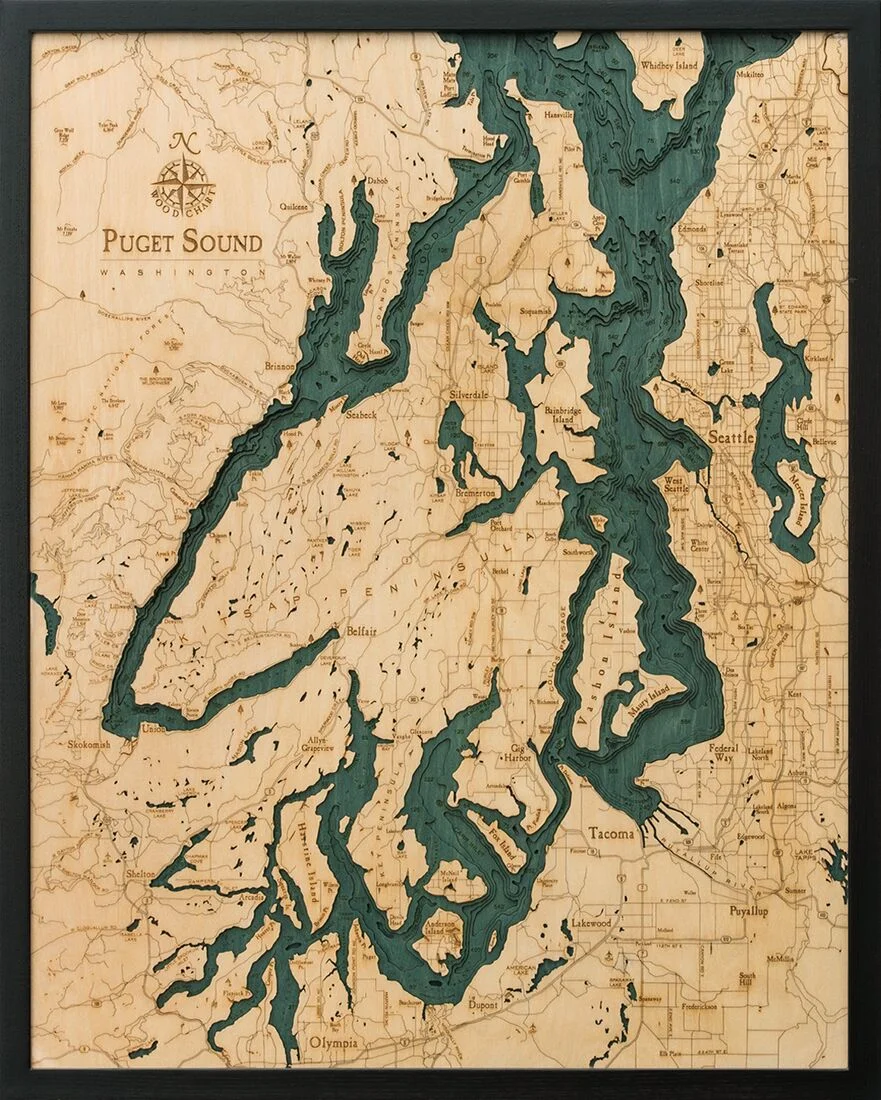 Puget Sound Map — 3D WOOD MAPS - BELLA MAPS