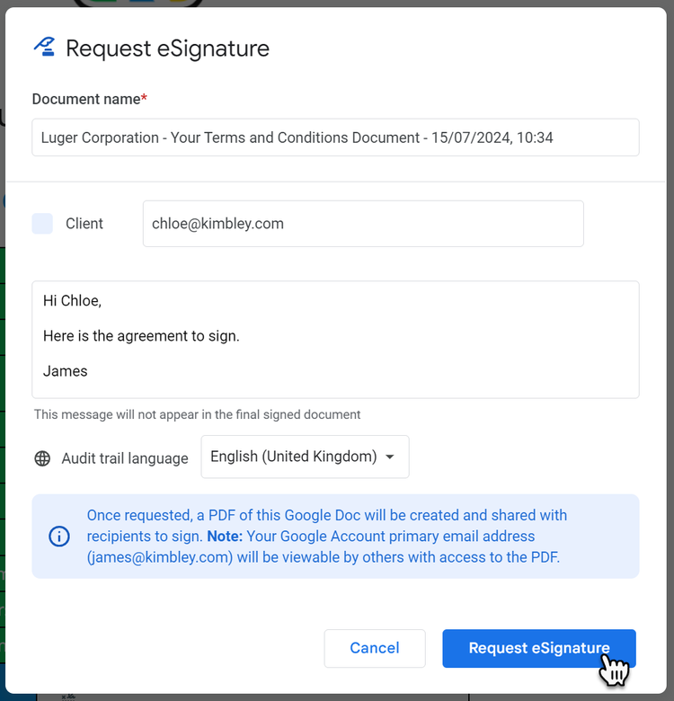 How to Request Signatures in Google Docs. - Kimbley IT