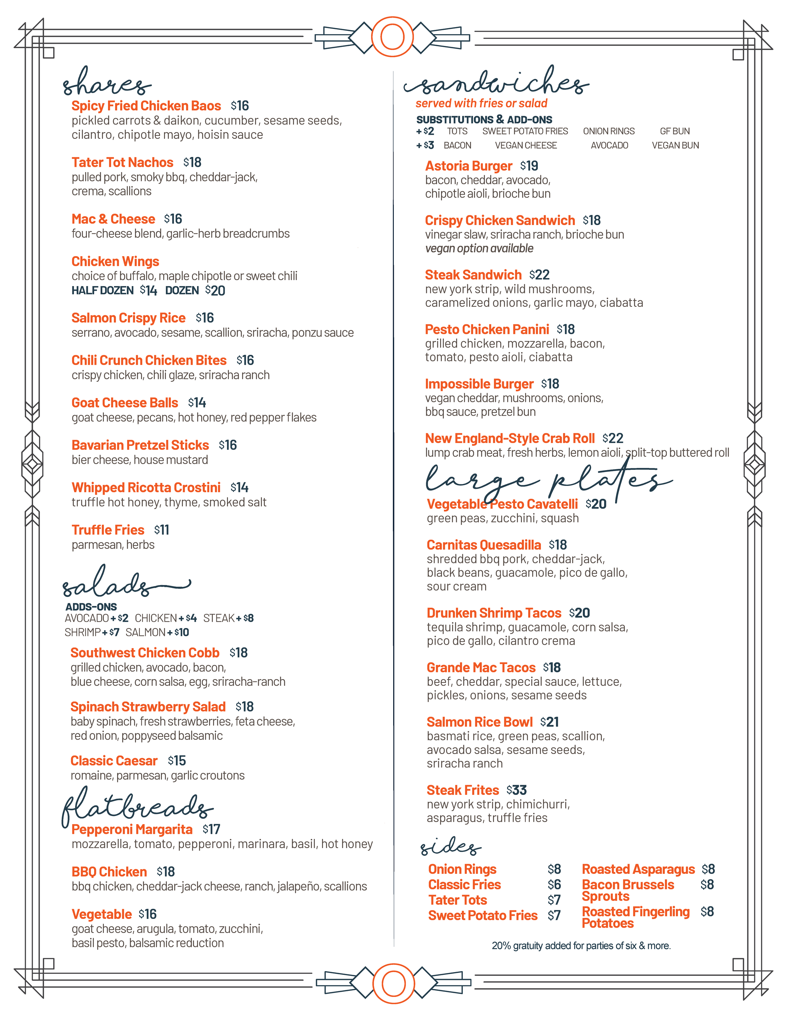 Kitchen Menu — Oliver's Astoria