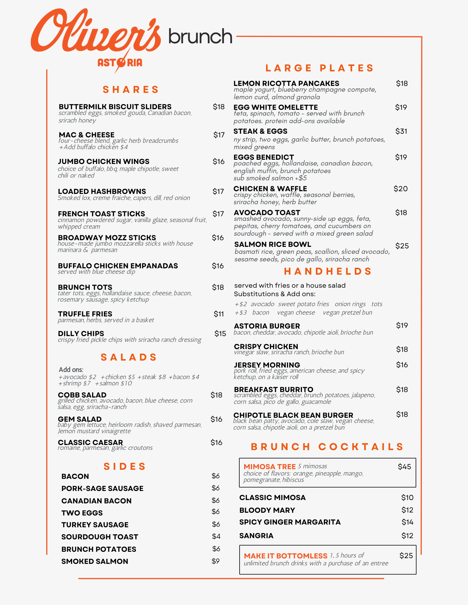Astoria Brunch — Oliver's Astoria