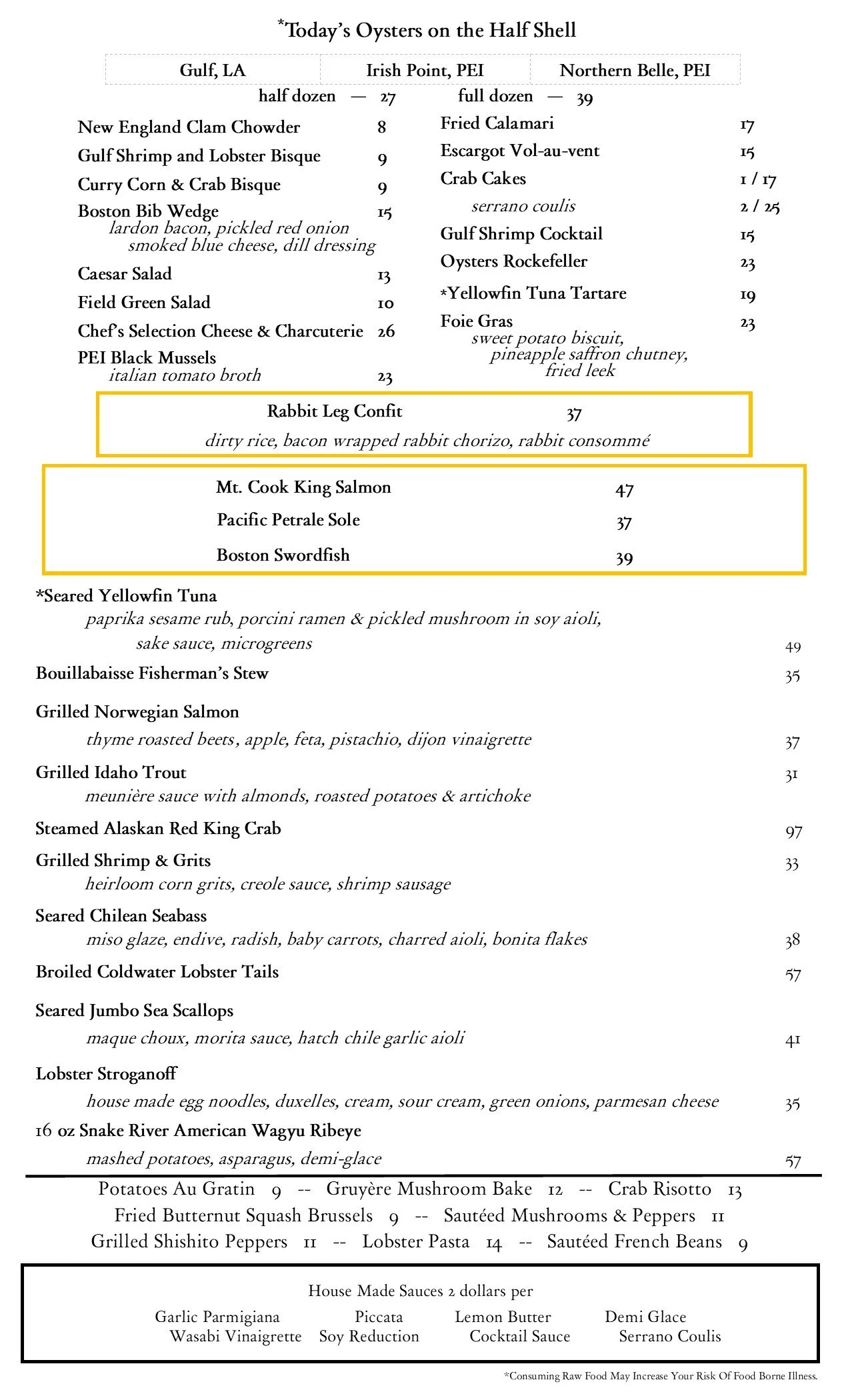 Dinner Menu — Bodean