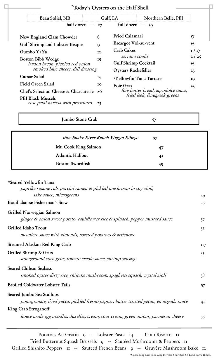 Dinner Menu — Bodean