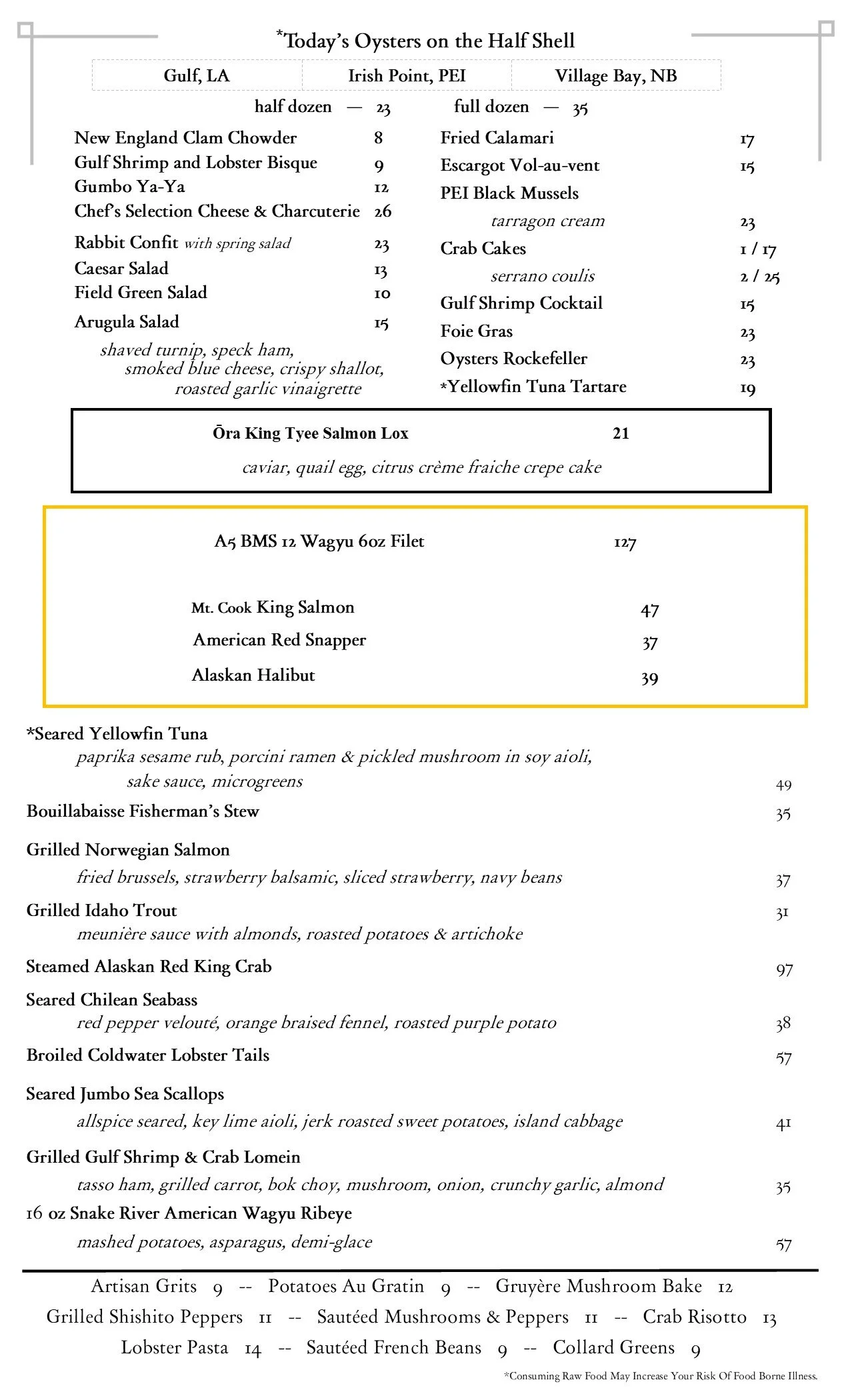 Dinner Menu — Bodean