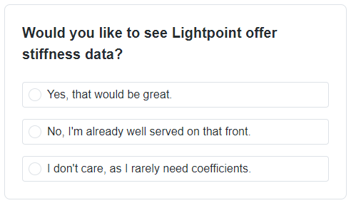 2024-06-21 - Acquiring Stiffness Coefficients — Lightpoint Data