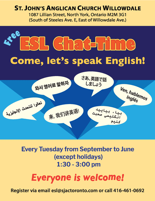 ESL Chat Time — St. John's Anglican Church Willowdale