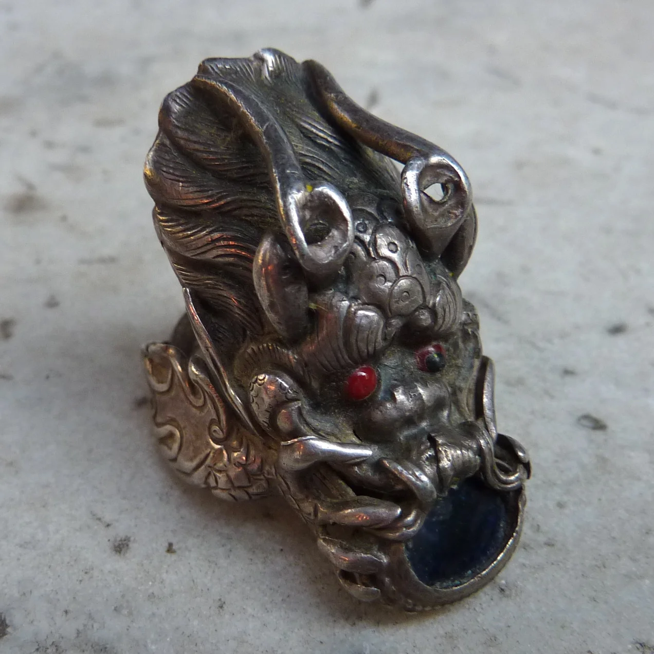 Vintage Silver Chinese Dragon Ring — Worn-Over-Time