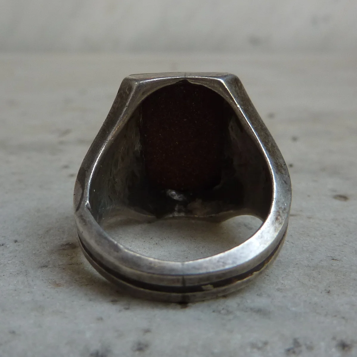 Vintage Silver & Goldstone Jester Ring — Worn-Over-Time