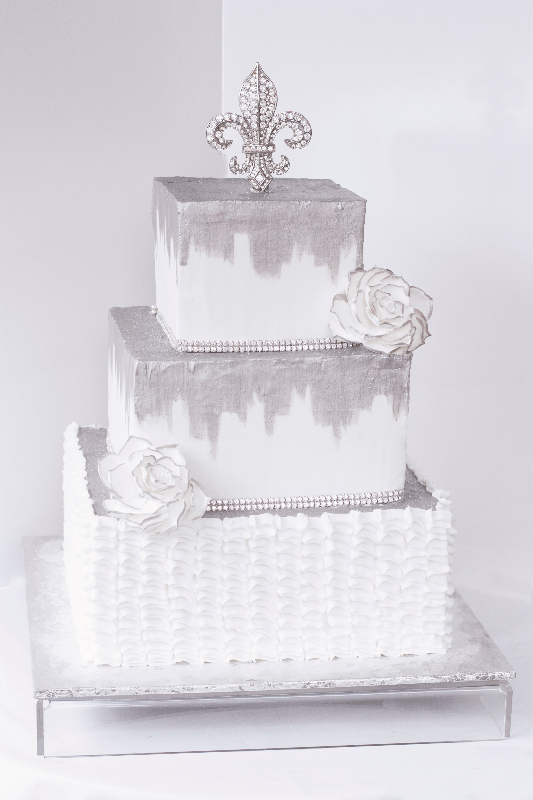 Square Wedding Cakes Silver