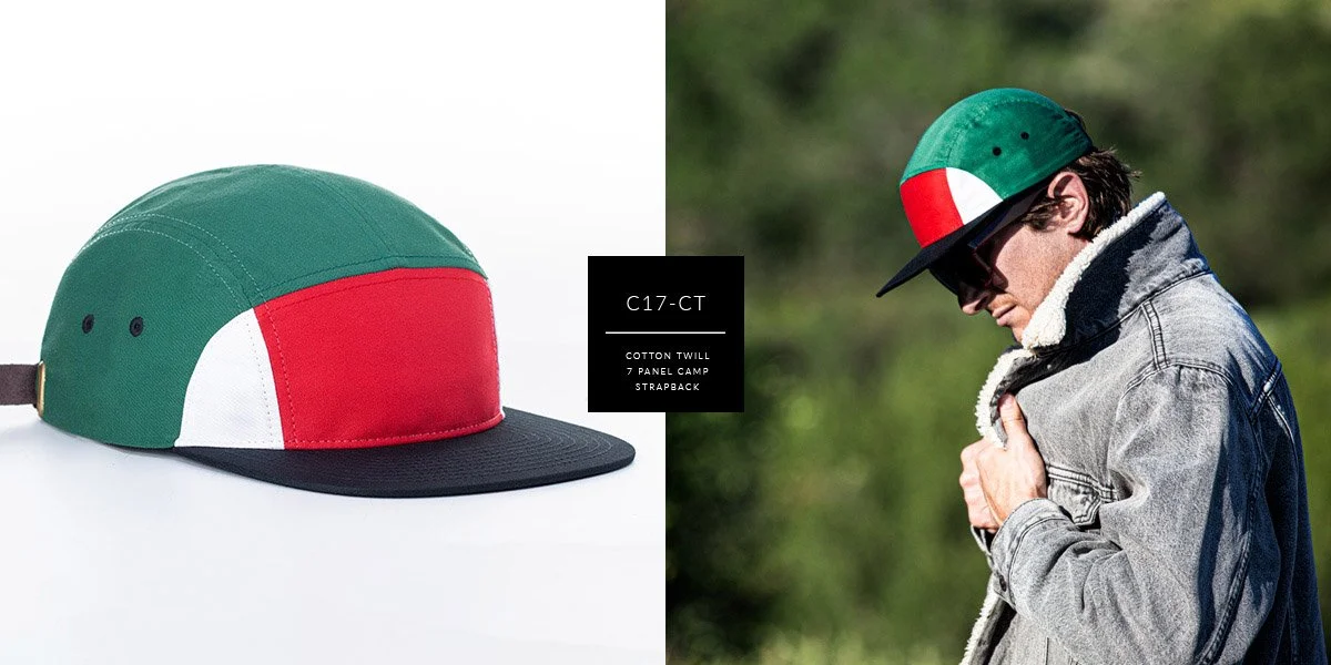 c17-CT // CUSTOM 7 PANEL CAMPER - COTTON TWILL // LEATHER STRAPBACK ...