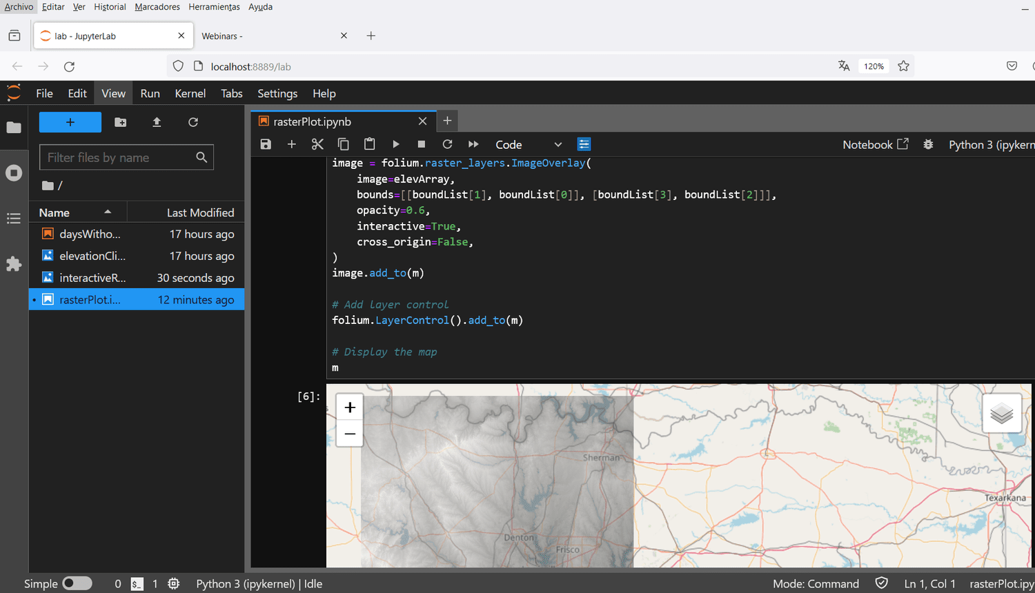 Representación interactiva de un raster geoespacial con Python, Folium ...