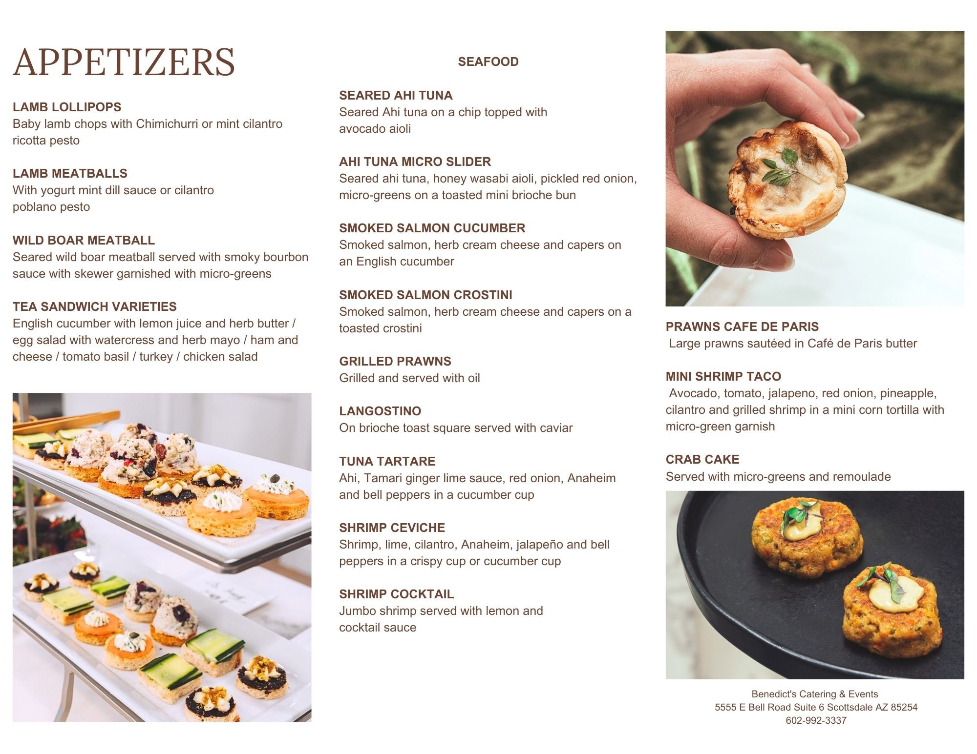 Full Menu Selections | Benedict’s Catering & Events