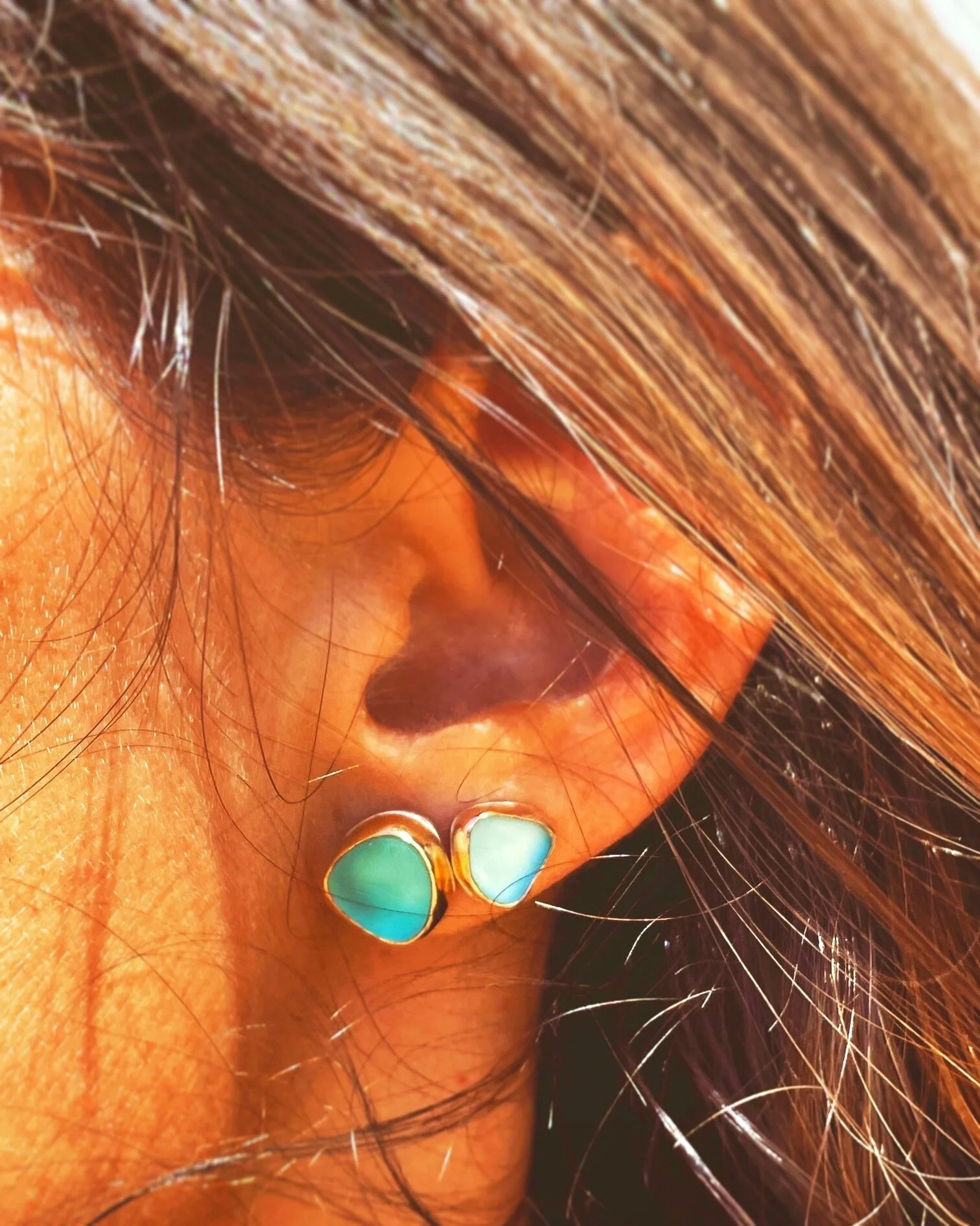 SEA GLASS STUD EARRINGS — SEA AND GLASS