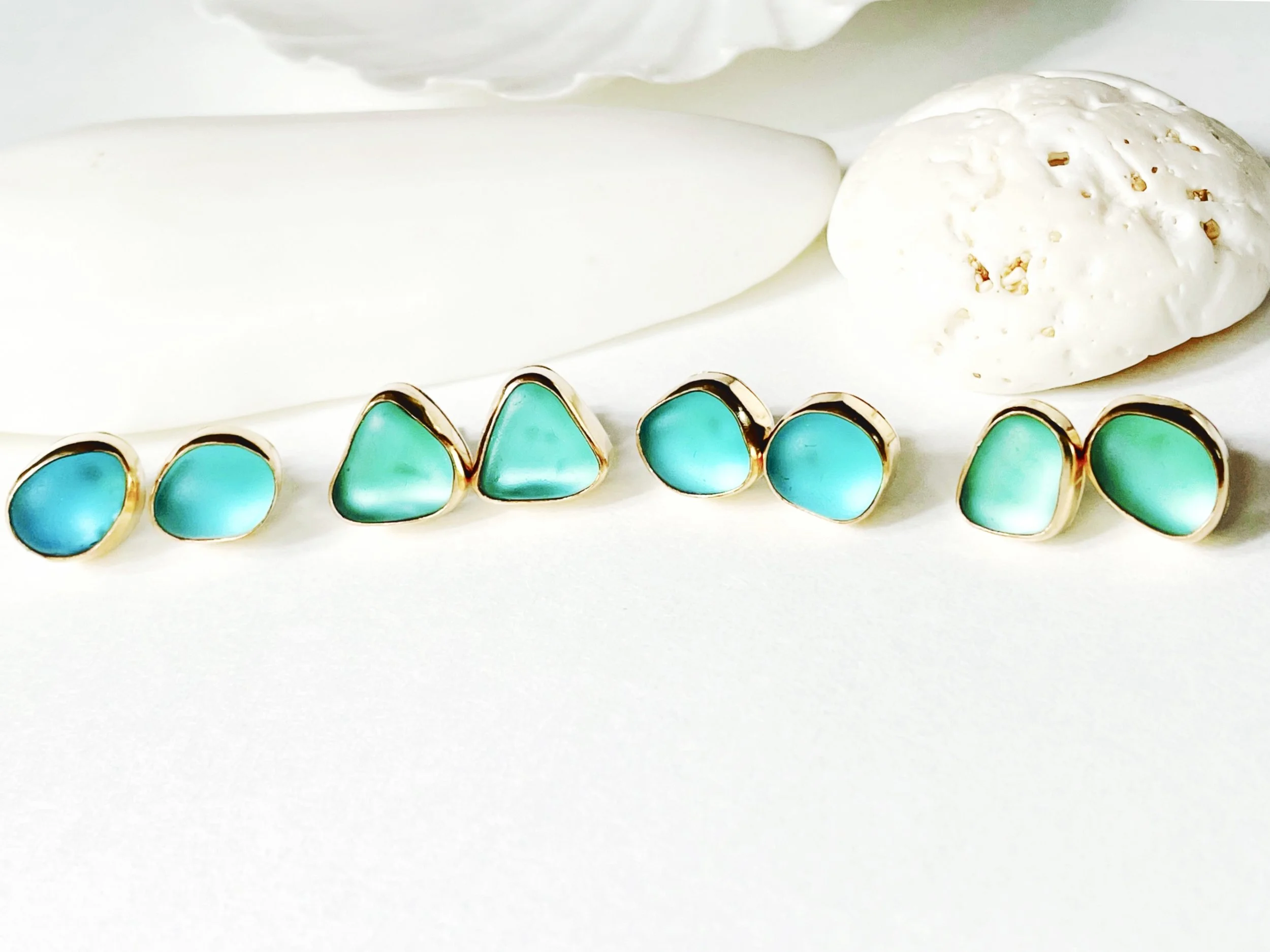 SEA GLASS STUD EARRINGS — SEA AND GLASS