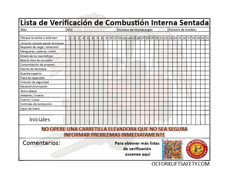Free OSHA Required Electric Forklift Safety Inspection Checklist — OC ...