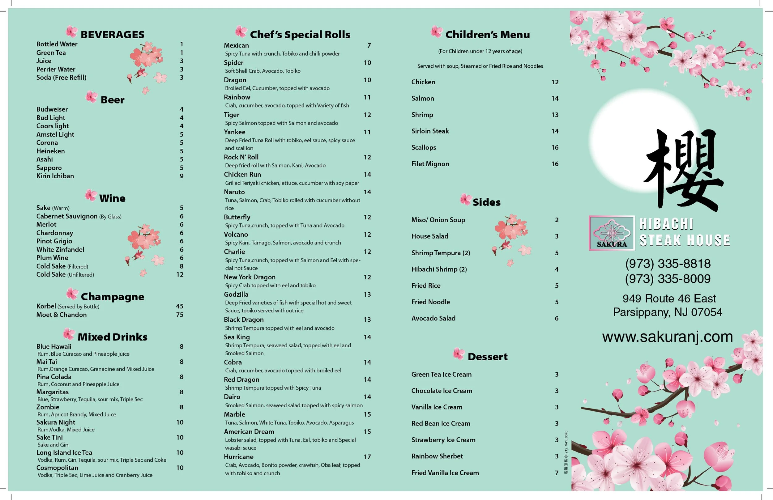 Menu — Sakura Hibachi Steak House